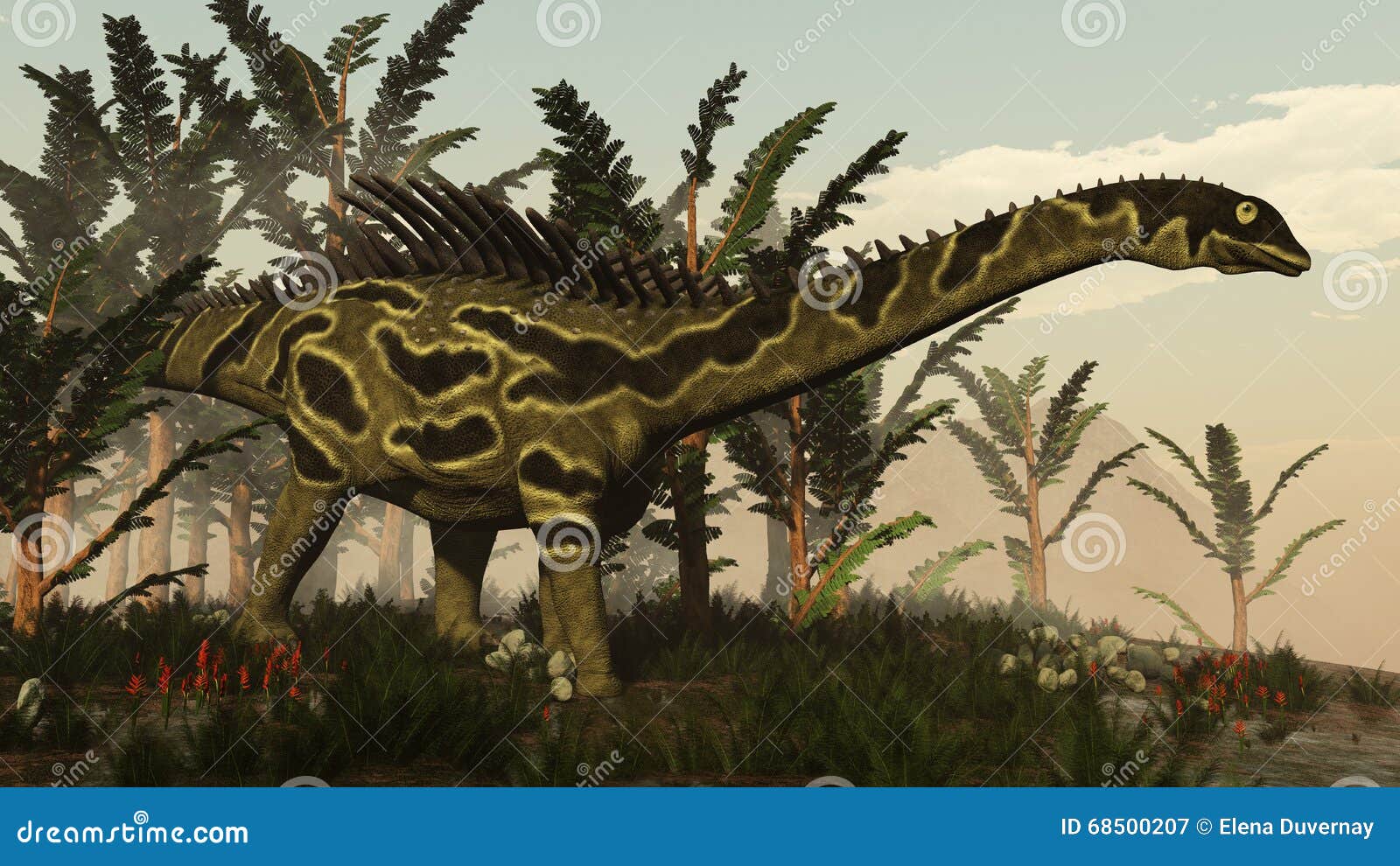 Agustinia Dinosaur - 3D Render Stock Illustration - Illustration of ...
