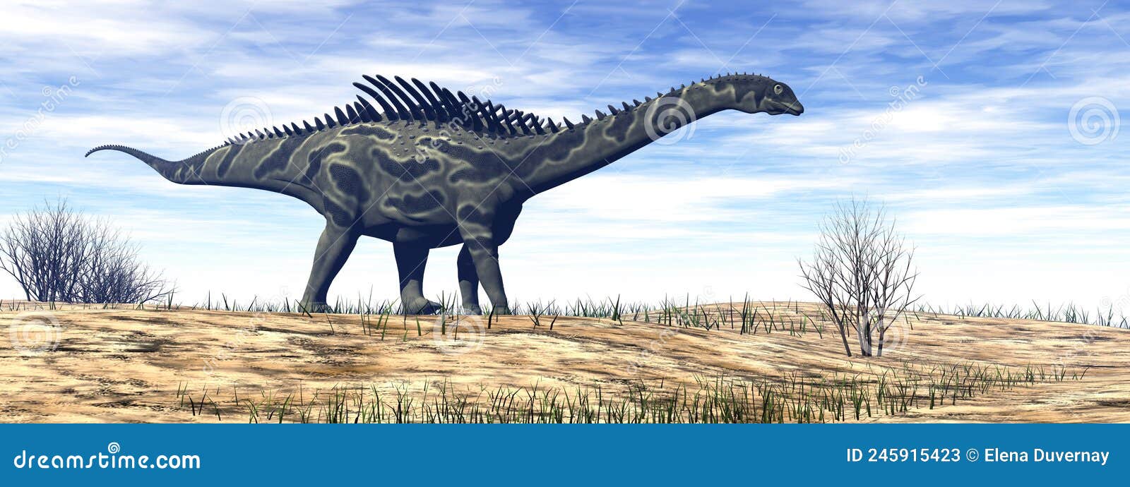 Agustinia Dinosaur in the Desert - 3D Render Stock Illustration ...