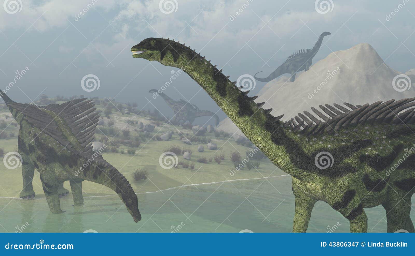 Agustinia Prehistoric Landscape Stock Illustration - Illustration of ...