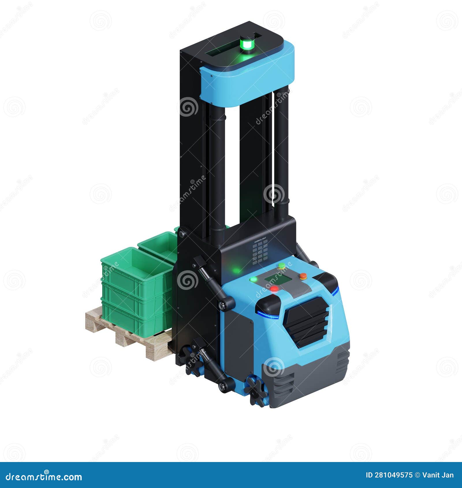 AGV Forklift Isolated on Transparent Background.3d Rendering Stock ...