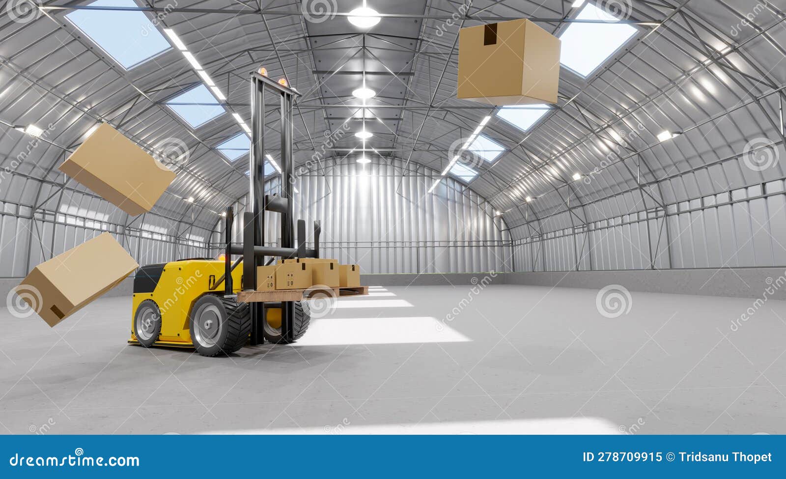 AGV Lifting Machine in Warehouse Stock Illustration - Illustration of ...