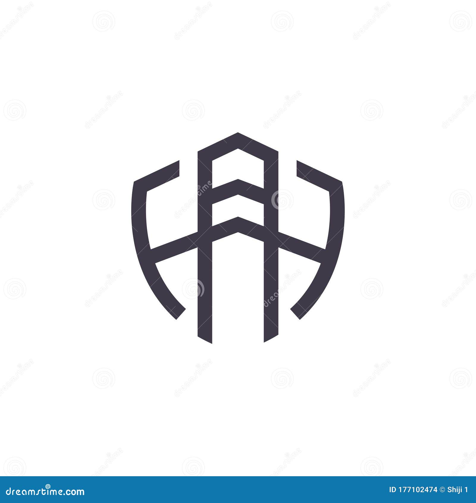 A and H Monogram Shield Shape Logo Design Simple Minimal Modern Style ...