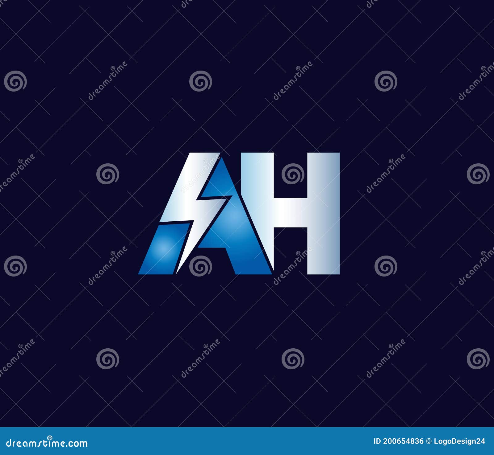 AH Alphabet Electric Logo Design Concept Stock Vector - Illustration of ...
