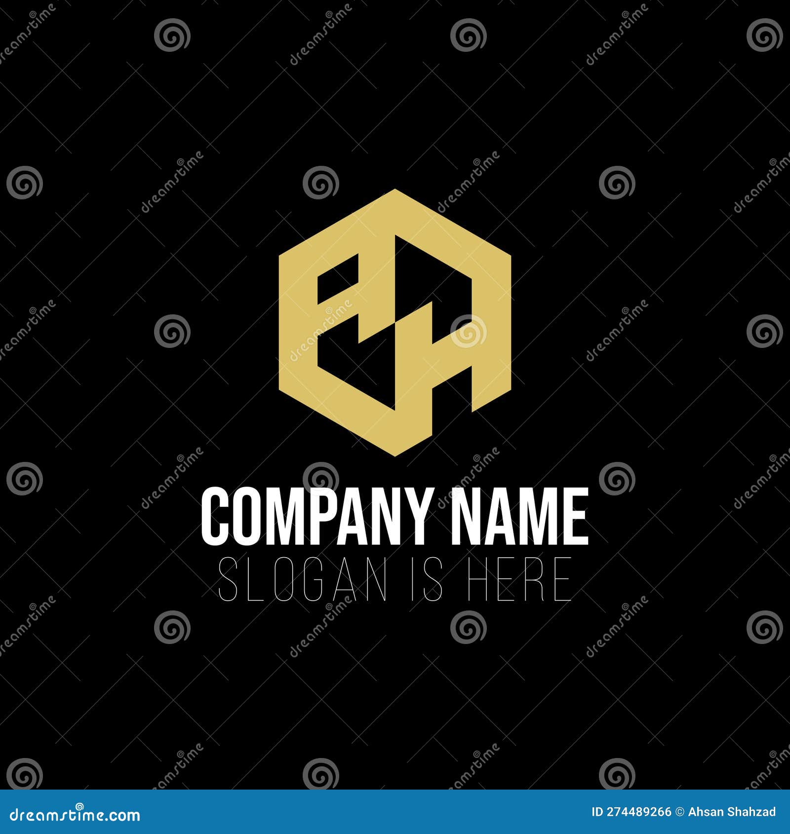 AH Logo Monogram Emblem Style with Polygon Shape Design Template Vector ...