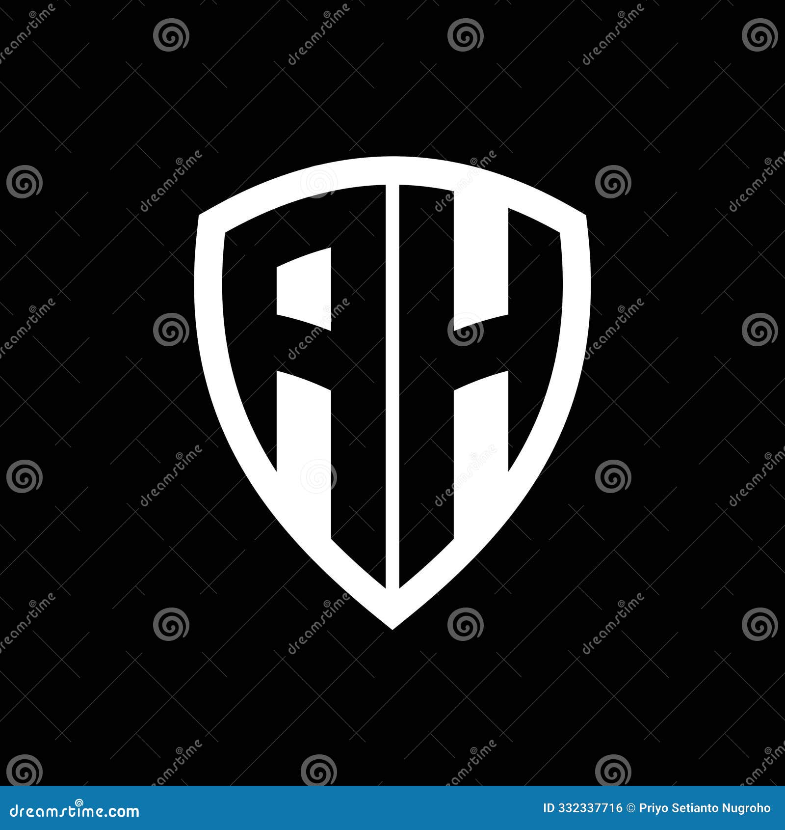 AH Monogram Logo with Bold Letters Shield Shape with Black and White ...