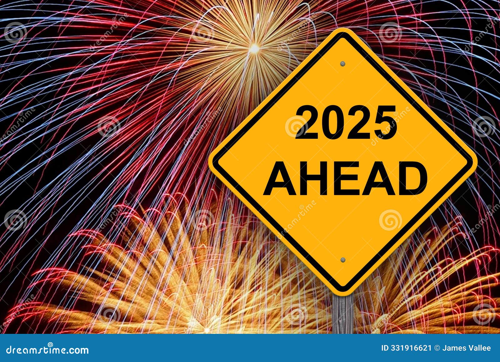 2025 Ahead Caution Sign stock image. Image of sign, celebrate - 331916621