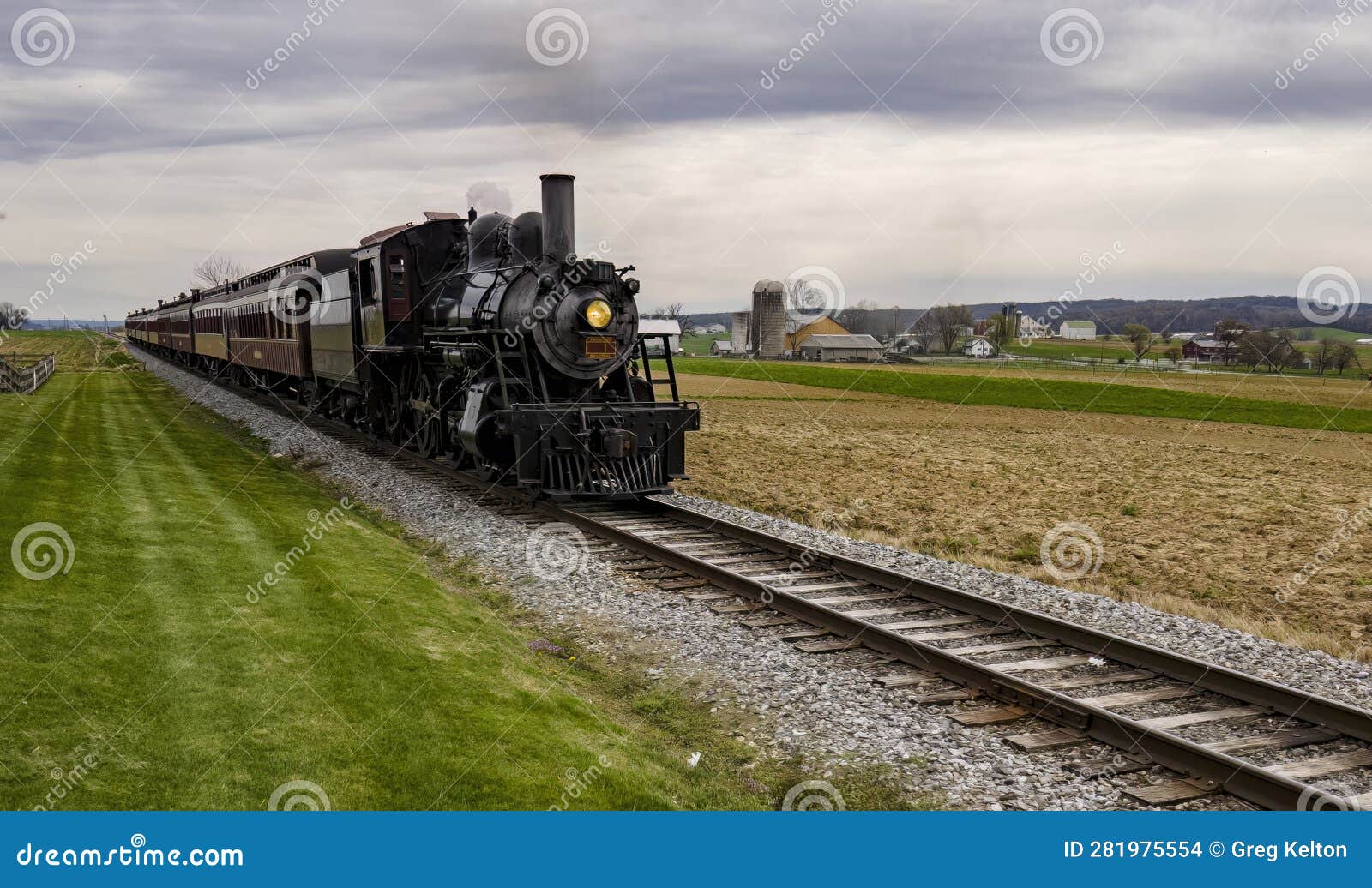 Ahead and Slightly To the Side View Os a Restored Steam Passenger Train ...