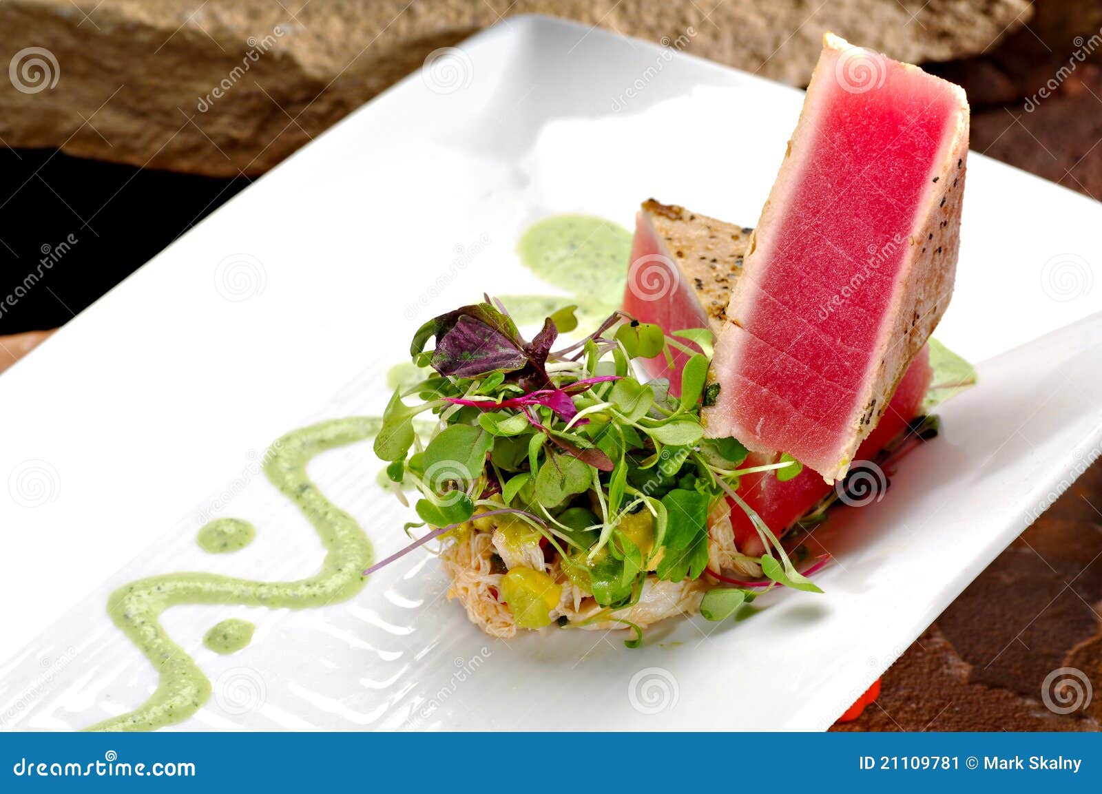 Ahi Tuna stock image. Image of tuna, lunch, fine, green - 21109781