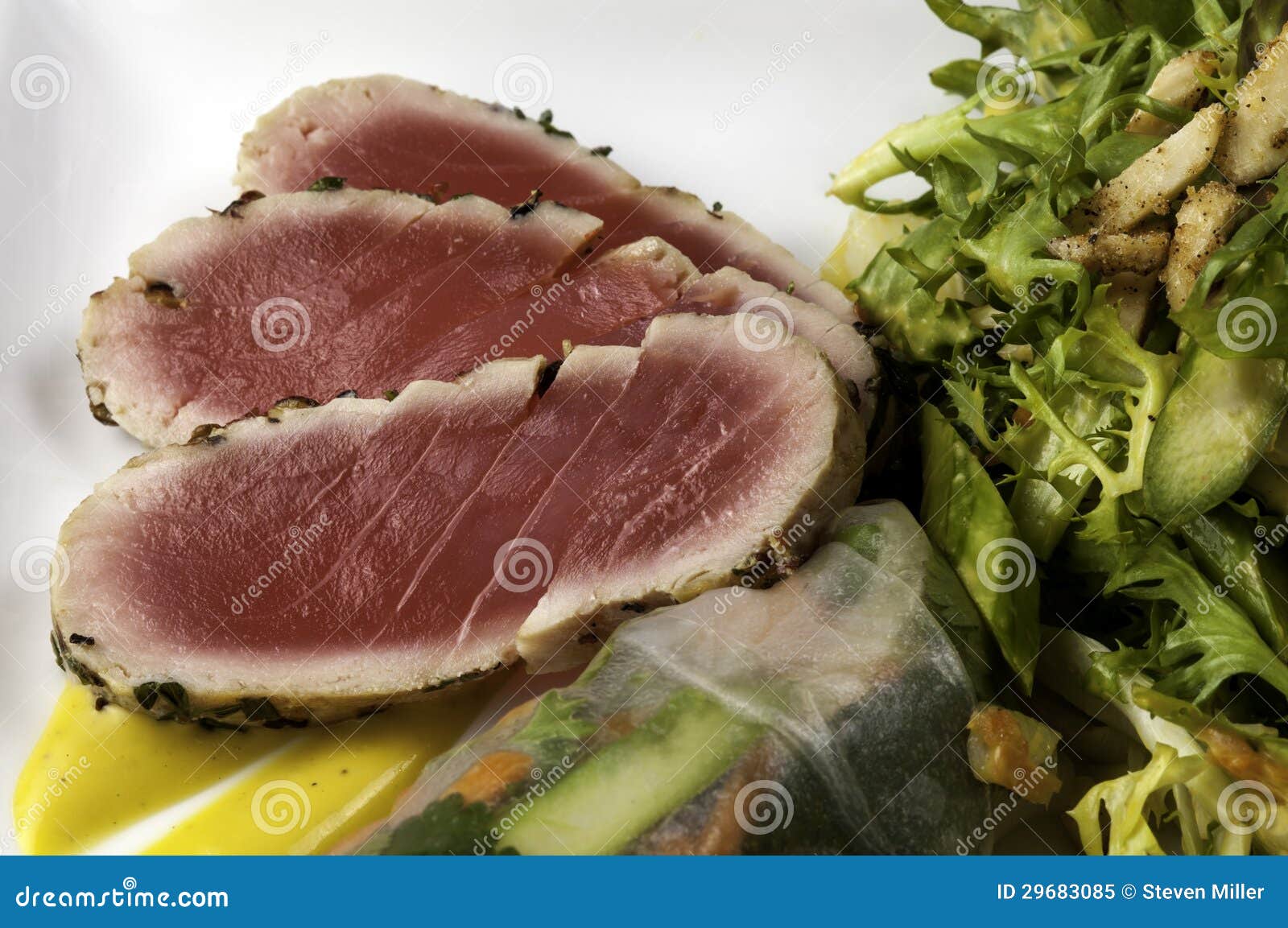 Ahi Tuna stock image. Image of slices, fish, lettuce - 29683085