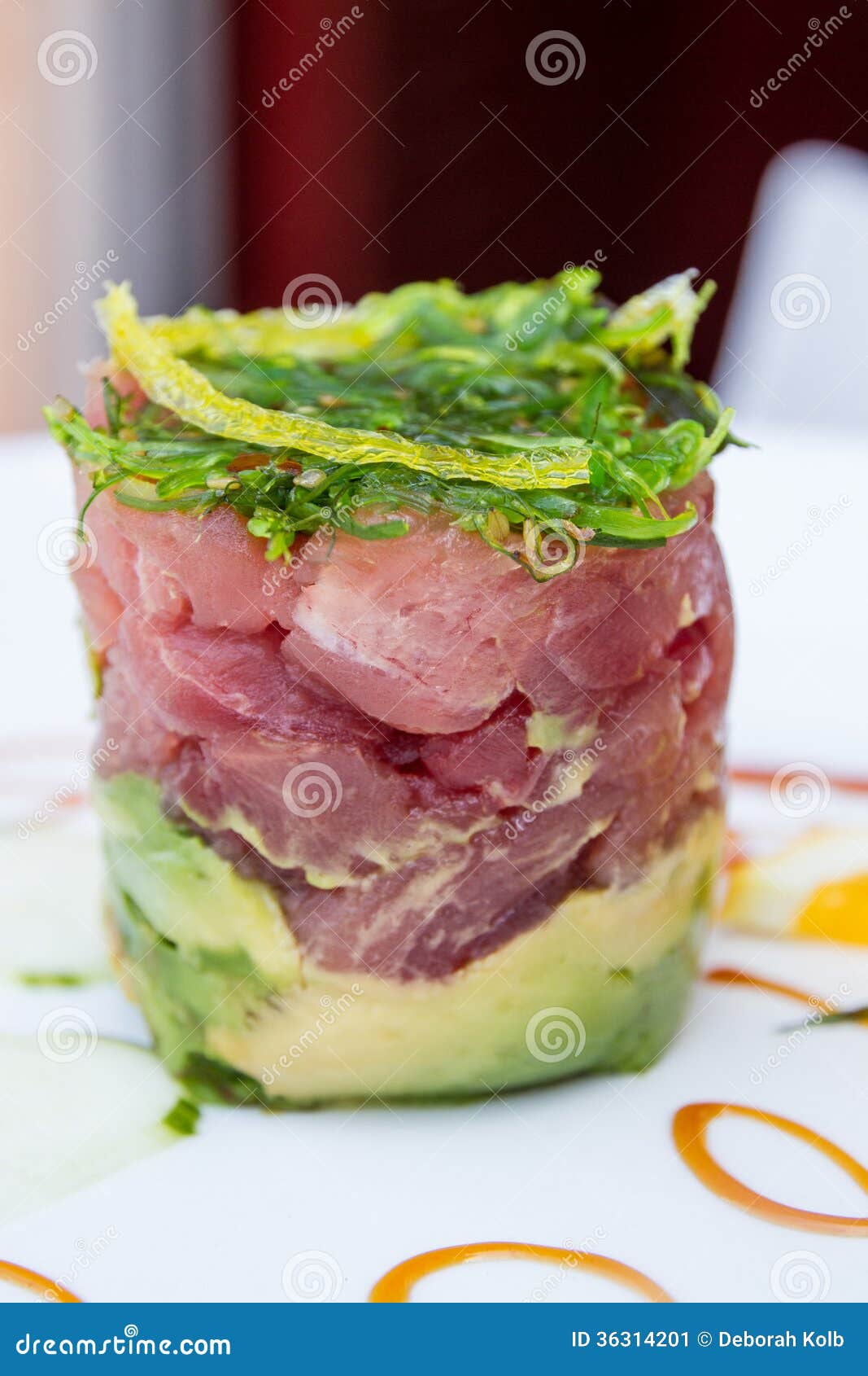 Ahi Tuna Tower imagem de stock. Imagem de atum, preparado - 36314201