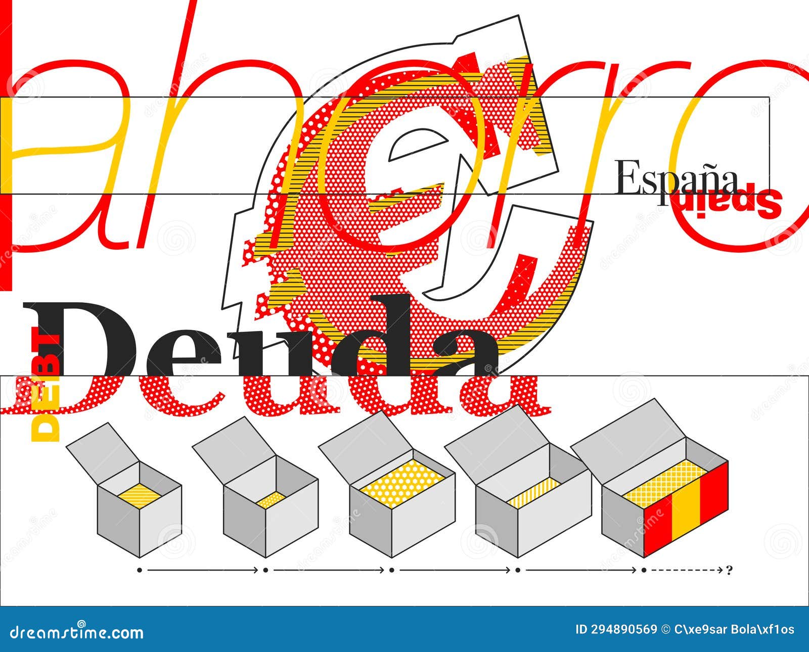 Illustration Capturing Spain’s National Debt, Featuring Minimalistic ...