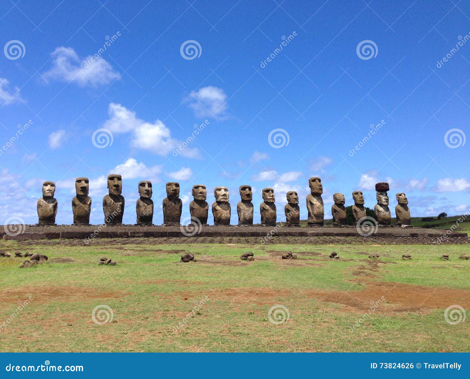 Ahu Tongariki Moai Ruin With Poike Volcano On Background, Easter Island ...