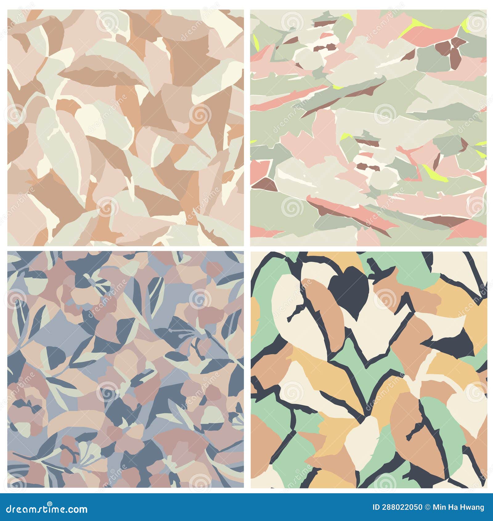 Vector Nature Themed Illustration Seamless Repeat Pattern Set Digital ...