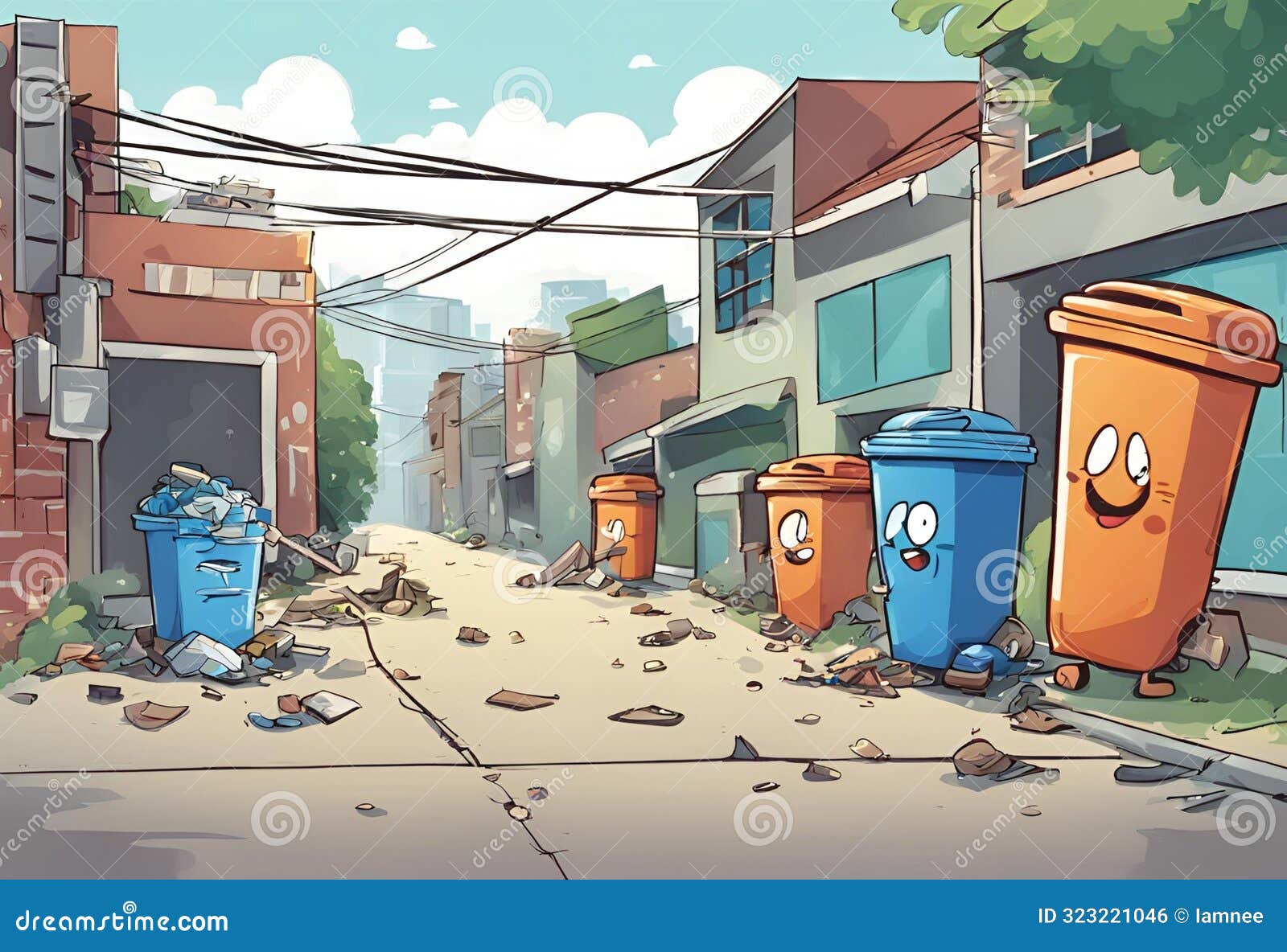 Community Deteriorated and Littered with Trash.Cartoon Abstract Art.AI ...