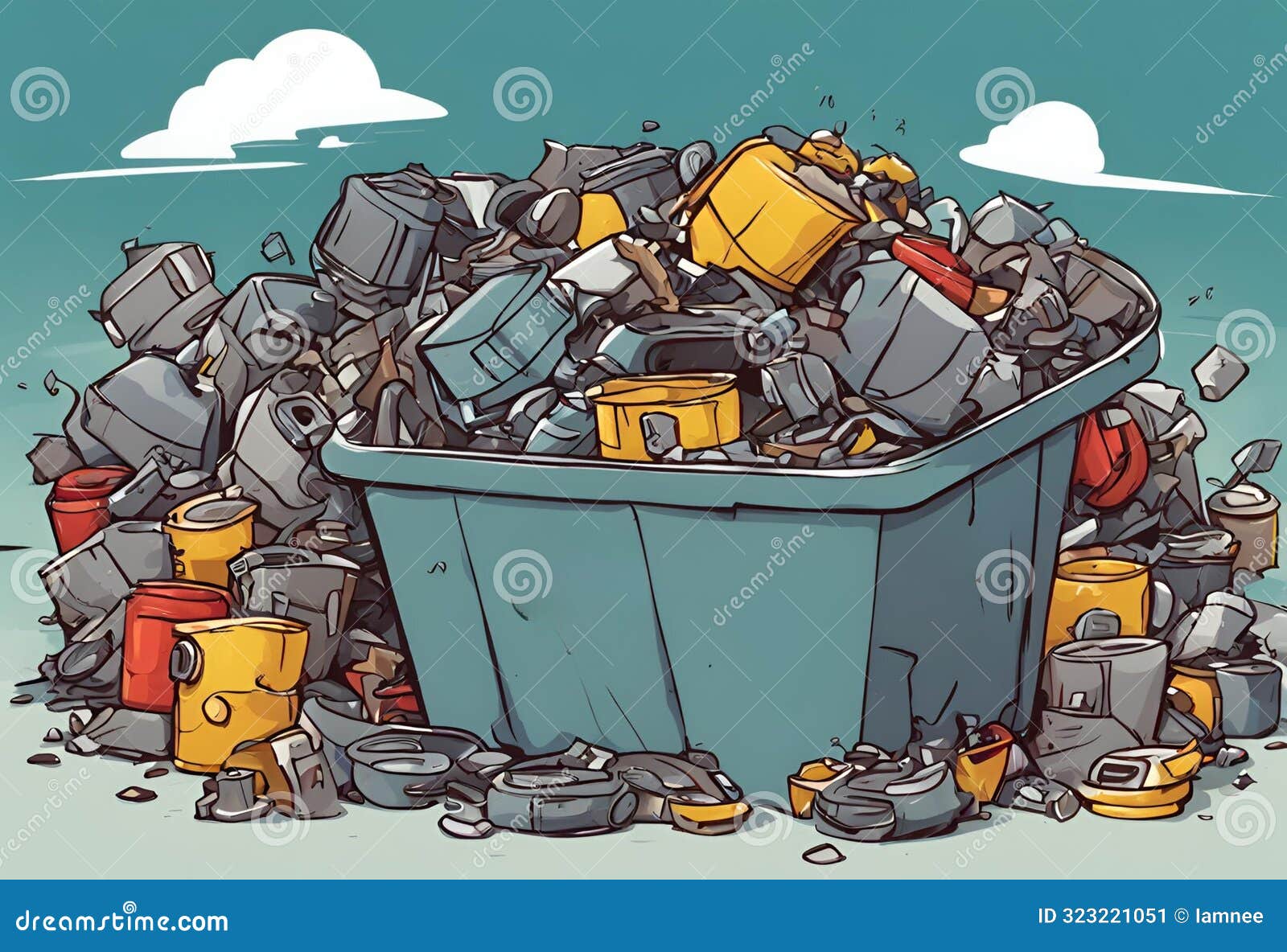 Metal Waste Overflows in Tanks, Waiting To Be Transported for Recycling ...