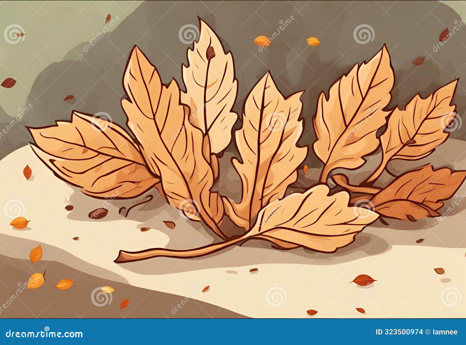 Dry Brown Leaves on Ground.Cartoon Abstract Art.AI Generated Stock ...