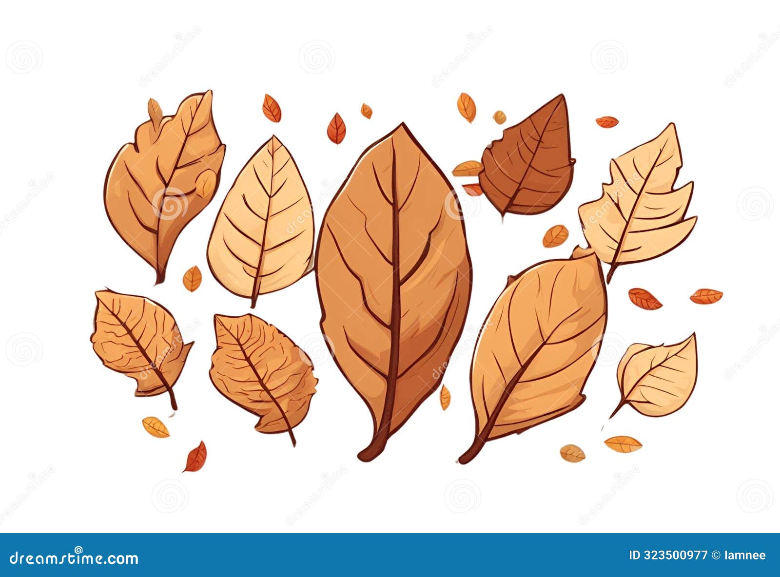 Dry Brown Leaves on Ground.Cartoon Abstract Art.AI Generated Stock ...