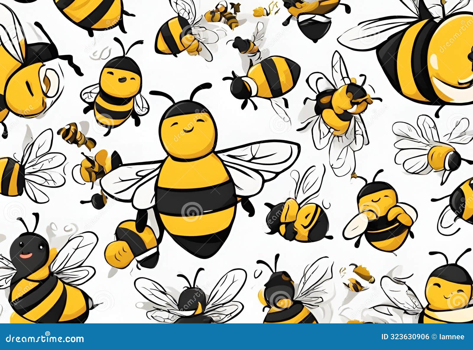 Tiny Bee Buzzing Around Nonstop.Cartoon Abstract Art.AI Generated Stock ...