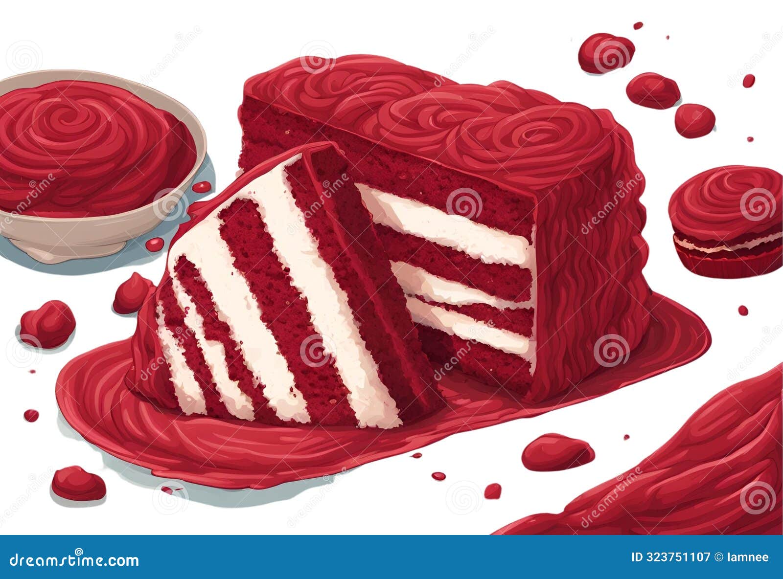 Decadent Red Velvet Sponge Cake, Rich and Irresistibly Velvety.Cartoon ...