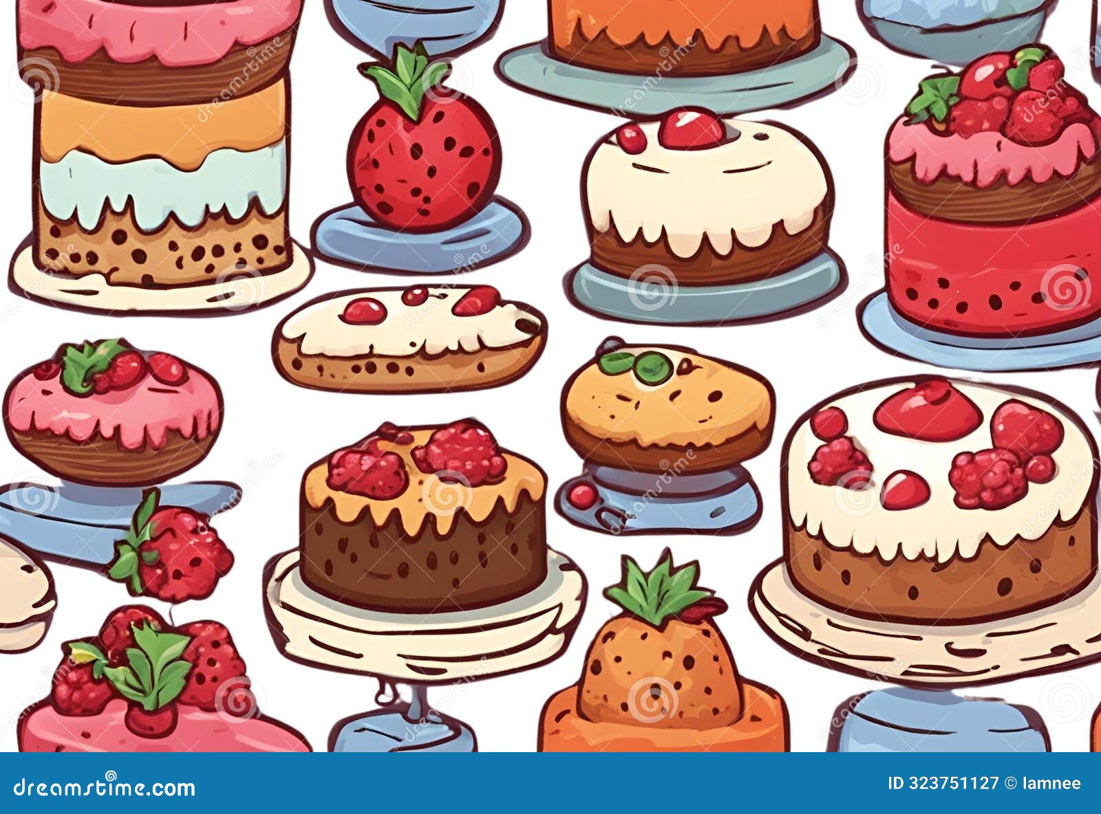 Delicious Chocolate Strawberry Cake Treat.Cartoon Abstract Art.AI ...