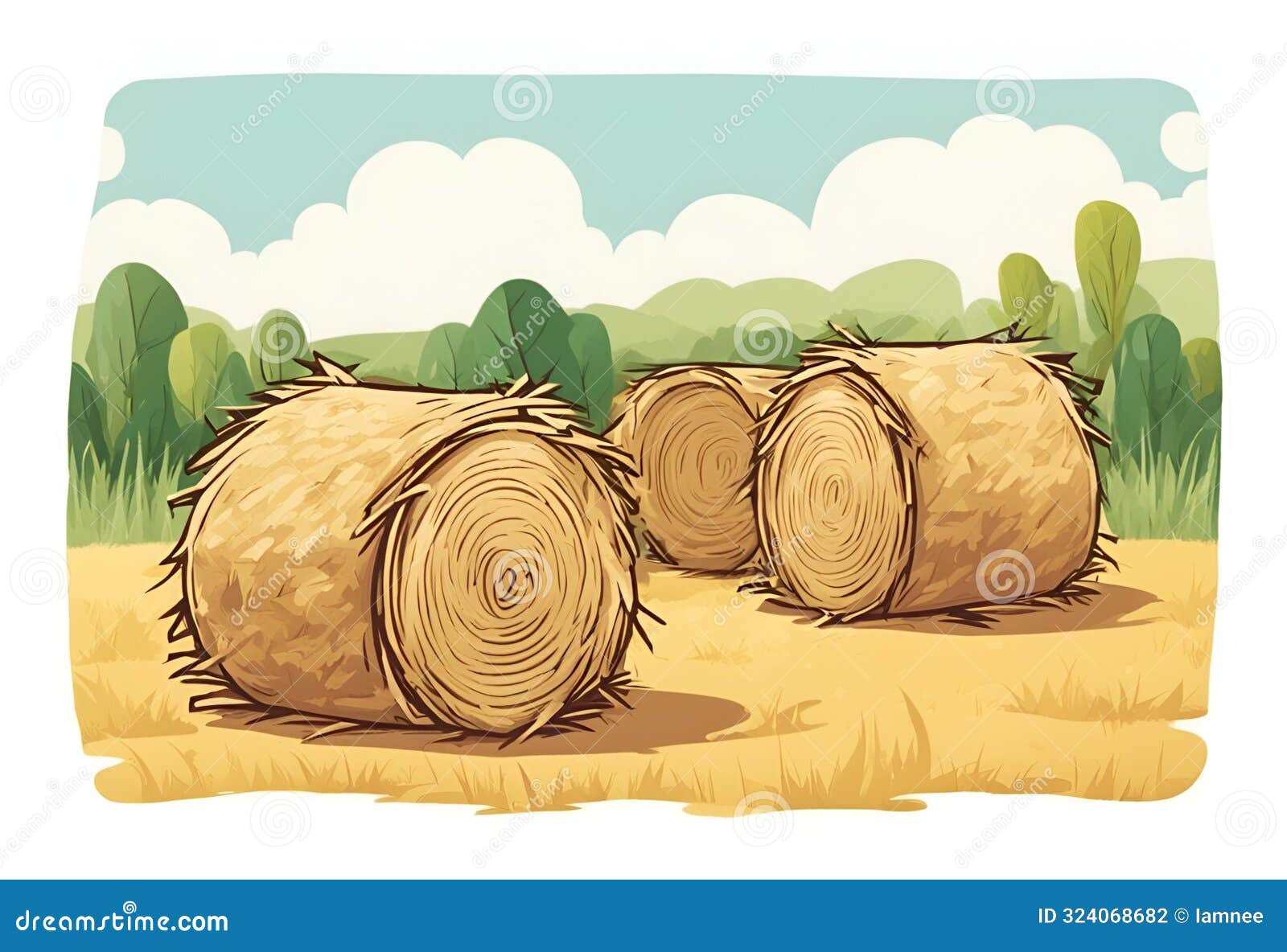 Straw Bale Formed into Beautiful Lump.Cartoon Abstract Art.AI Generated ...