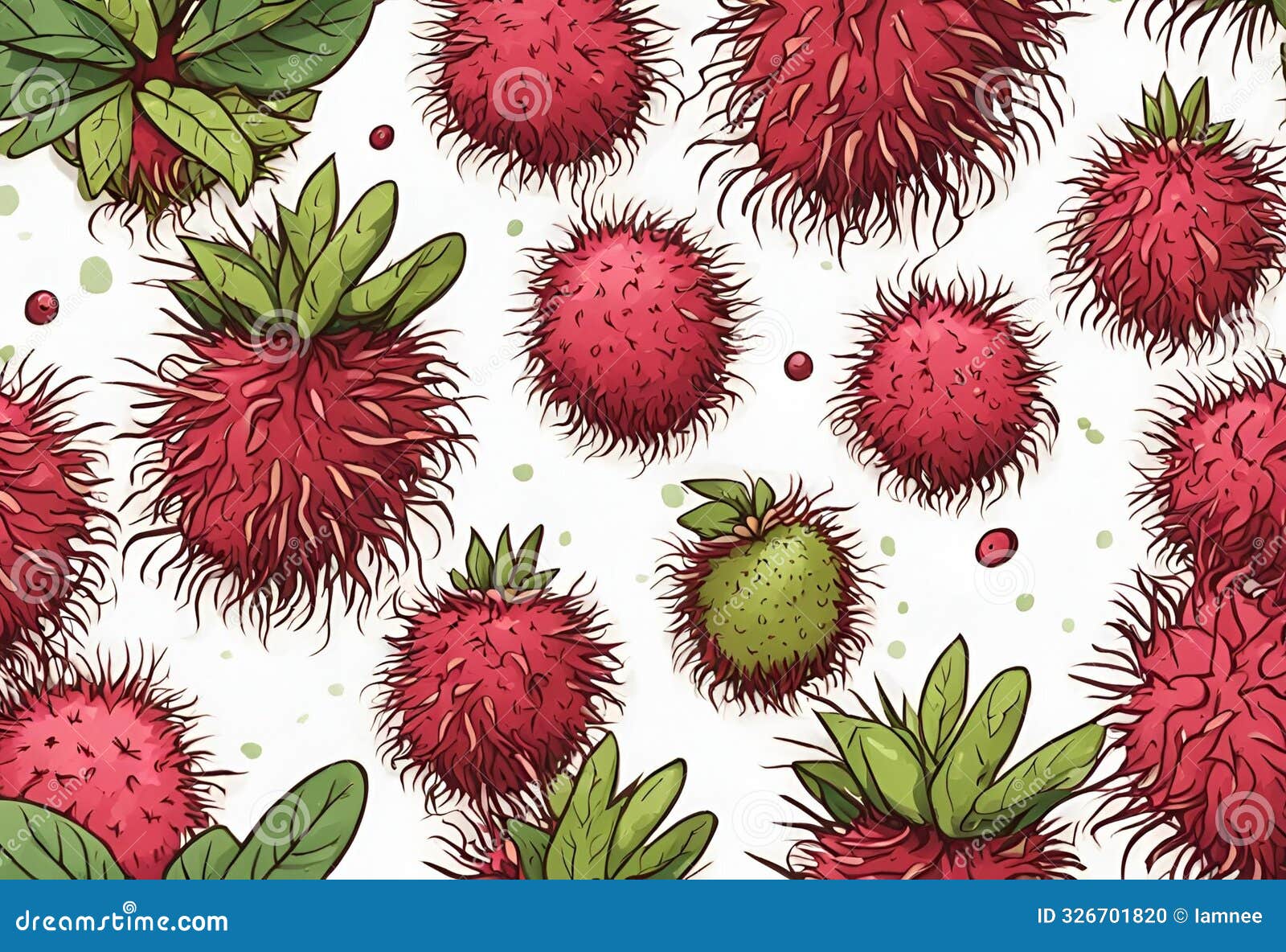 Fresh Delicious Red Rambutan.Cartoon Abstract Art.AI Generated Stock ...