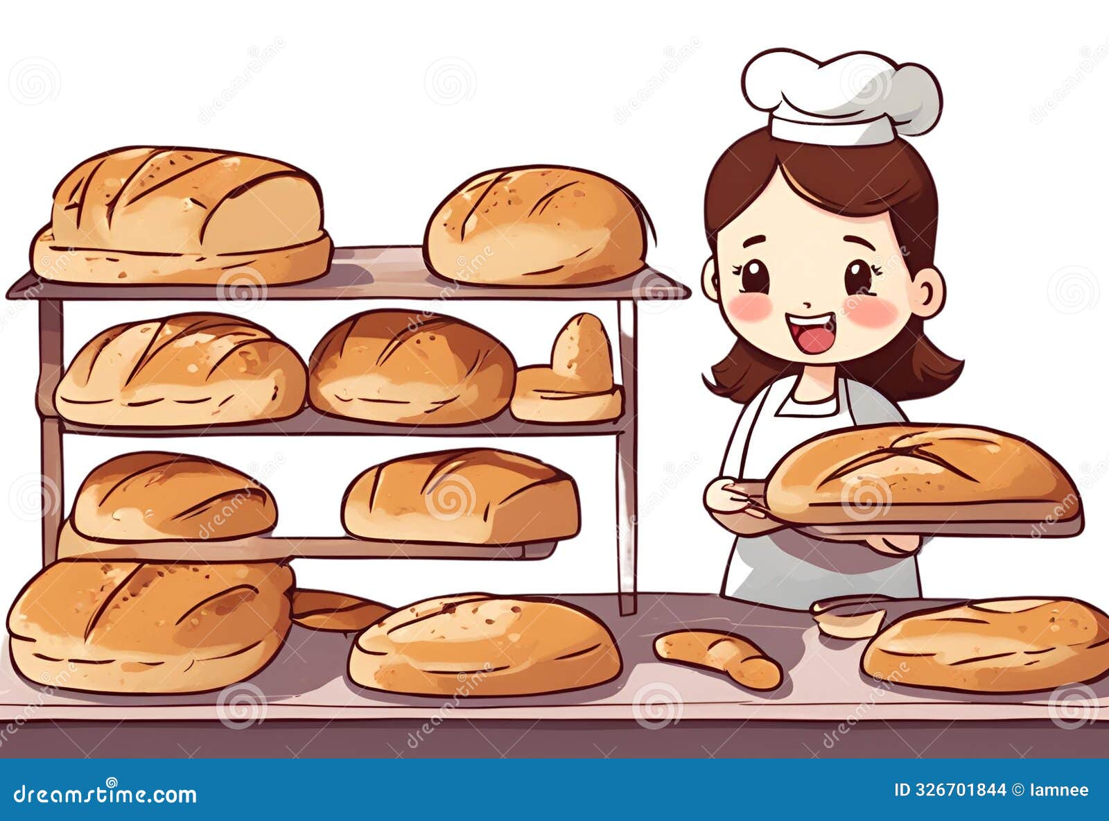 Freshly Baked Bread, Ready To Eat.Cartoon Abstract Art.AI Generated ...