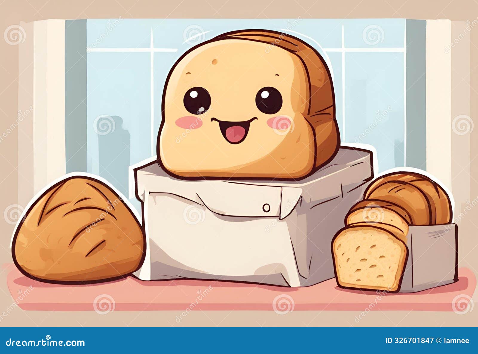 Freshly Baked Bread, Ready To Eat.Cartoon Abstract Art.AI Generated ...