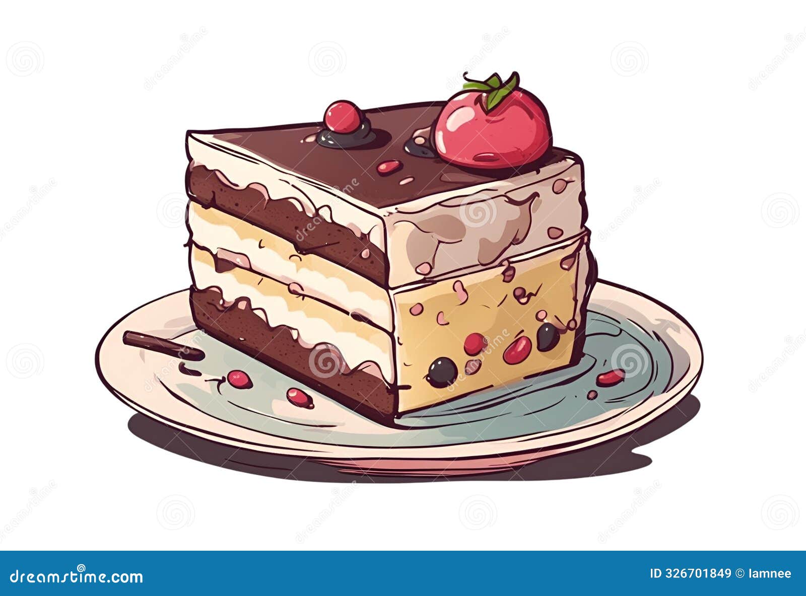 Large Rich Decadent Chocolate Cake.Cartoon Abstract Art.AI Generated ...