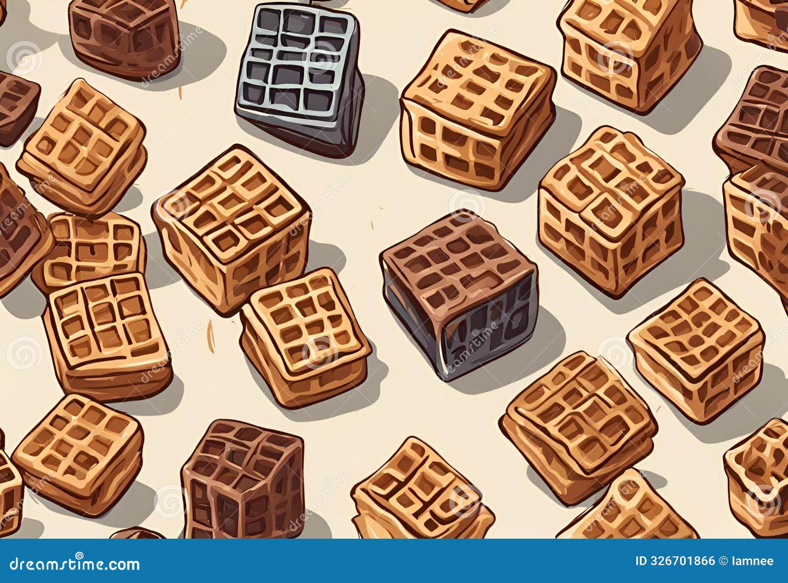 Delicious Crispy Flavorful Waffles.Cartoon Abstract Art.AI Generated ...