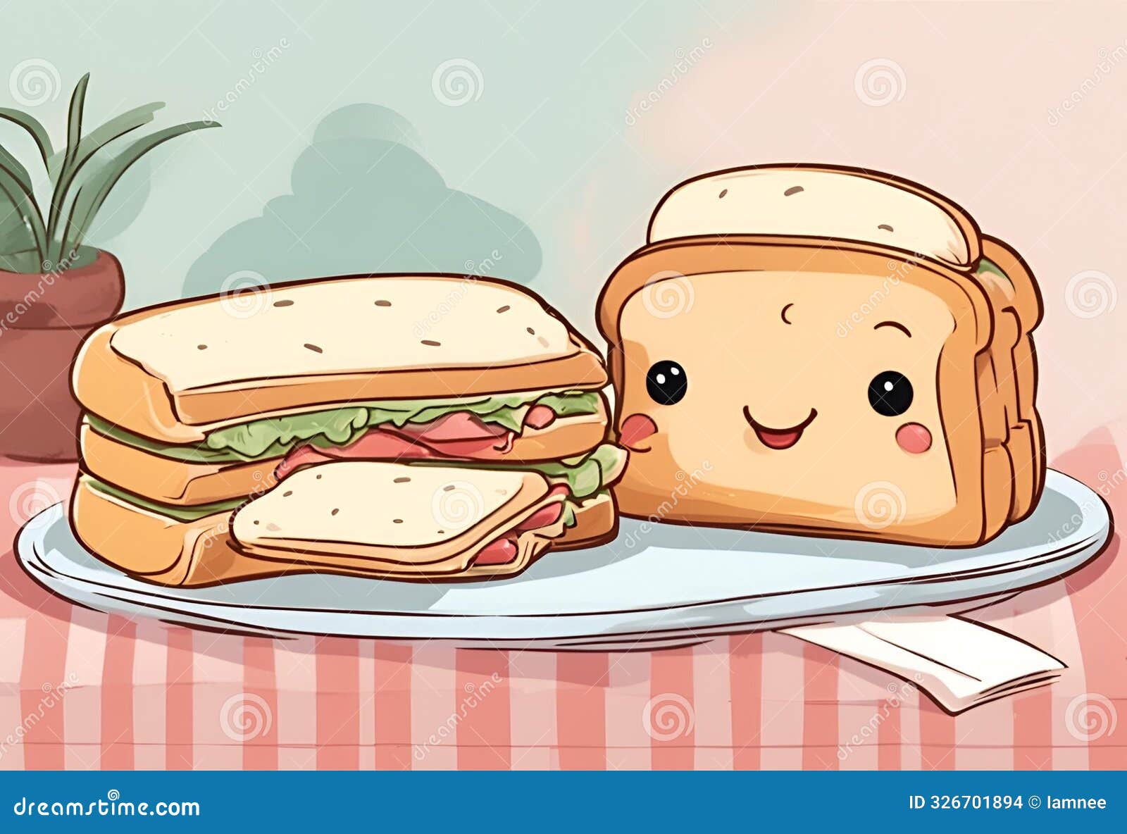 Ham Sandwich, Easy Meal, Perfect for All Day.Cartoon Abstract Art.AI ...
