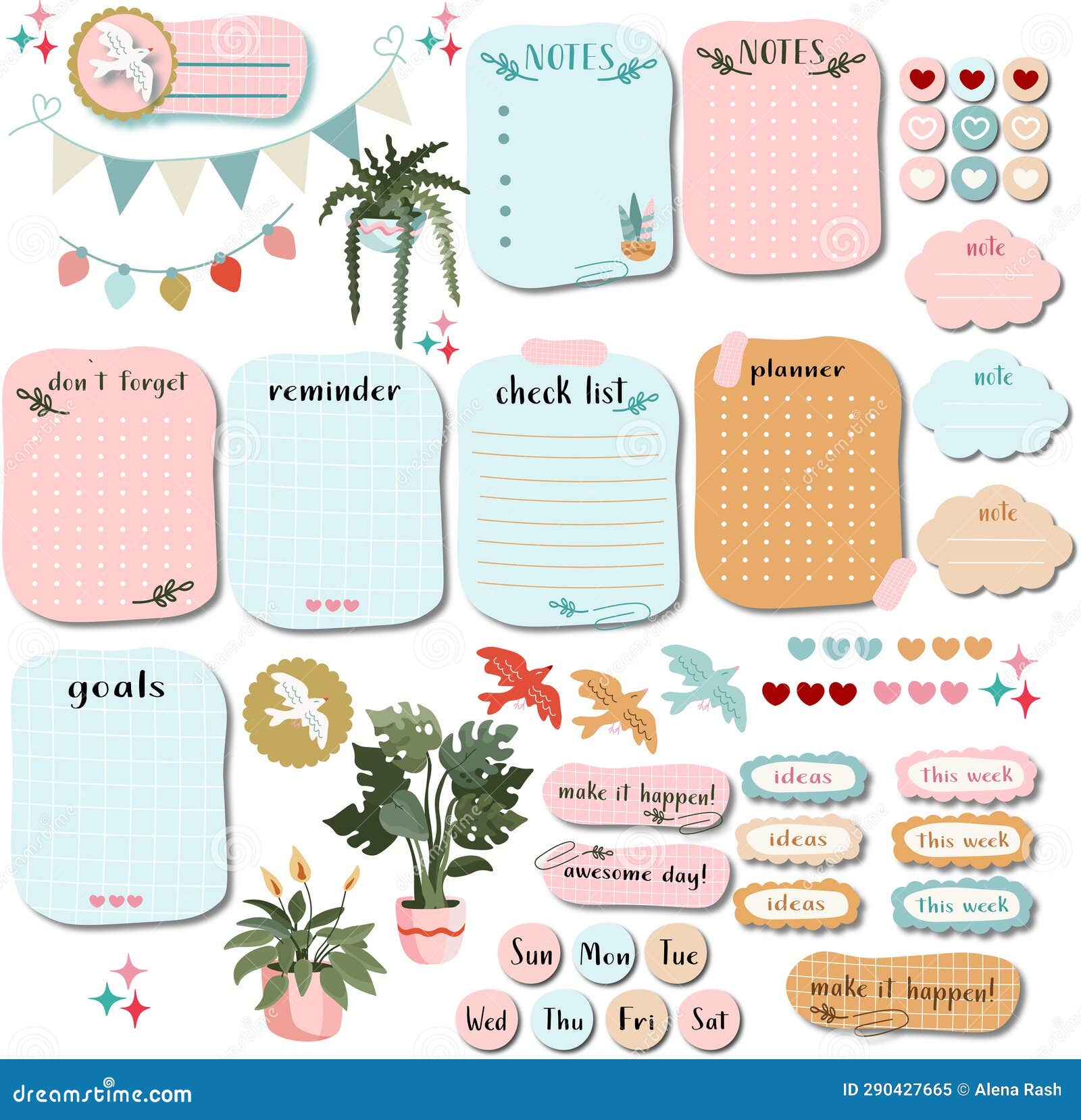 Notes Check List Planner Dont Forget Note Sunday Monday Tuesday Thusday ...