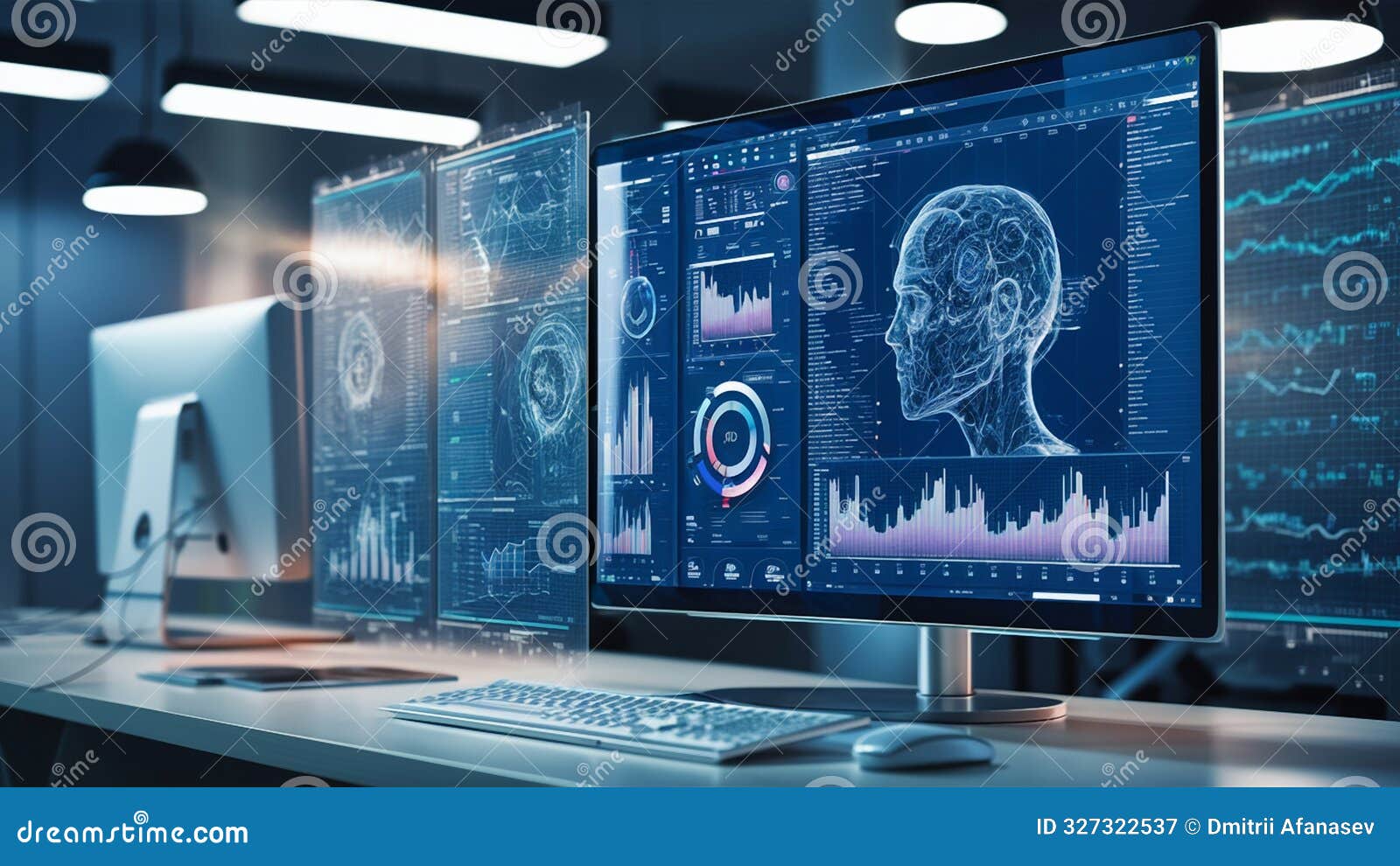 AI Algorithm Analyzing Patient Data in a High-Tech Office Stock ...