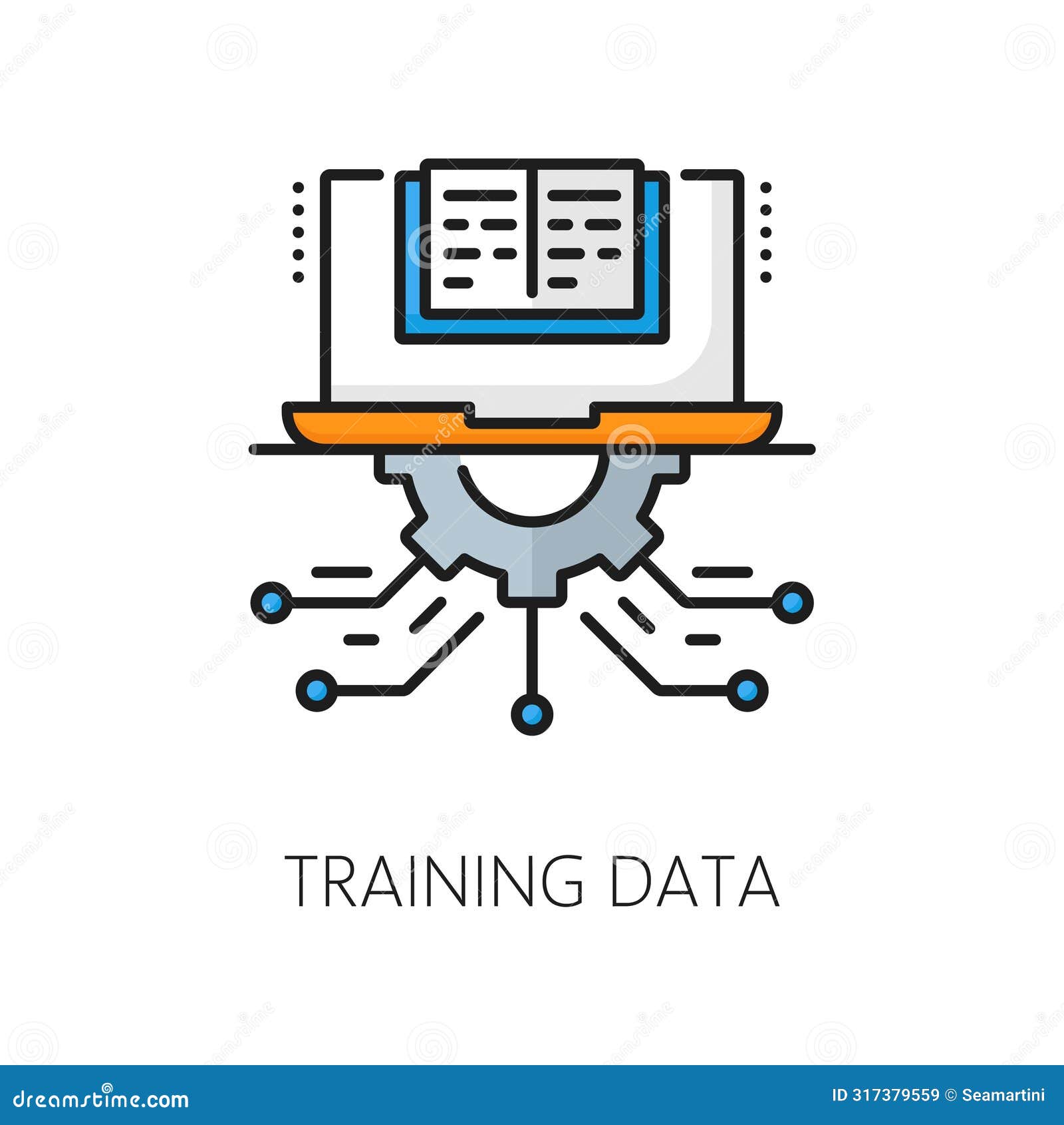 AI Algorithm, Machine Learning Outline Color Icon Stock Illustration - Illustration of color ...