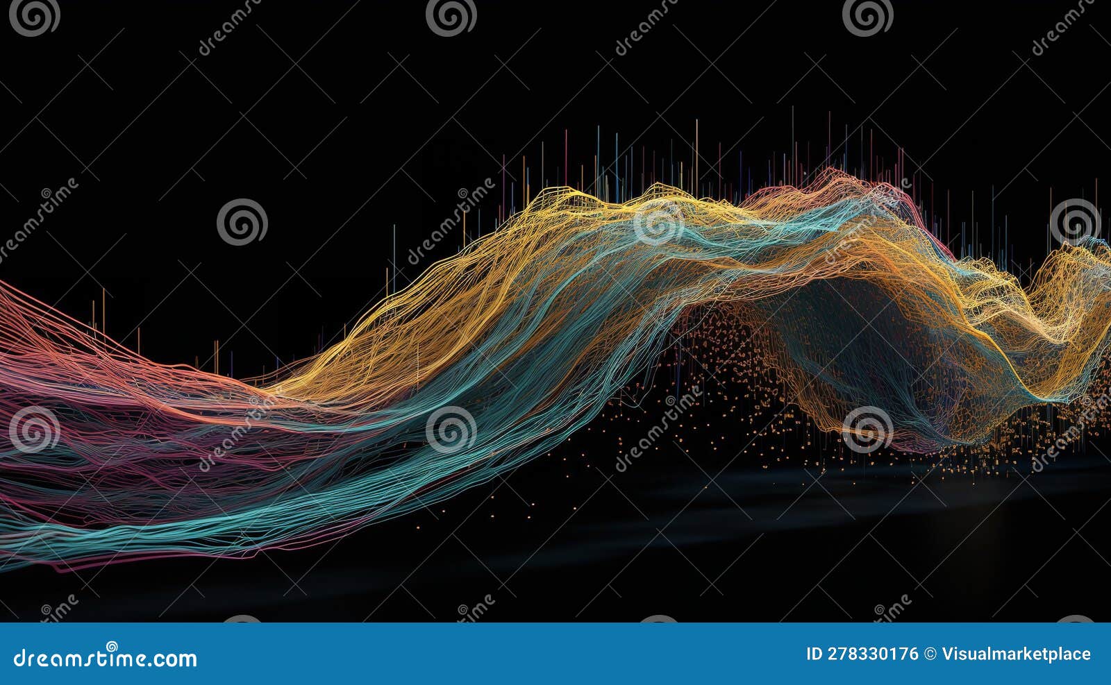 AI Algorithm Visualized As Flowing Data Stream Stock Illustration - Illustration of deep, tech ...