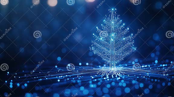 AI Algorithm Visualized As a Glowing Digital Tree, Symbolizing Data ...