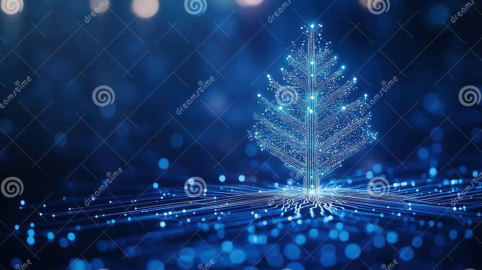 AI Algorithm Visualized As a Glowing Digital Tree, Symbolizing Data ...