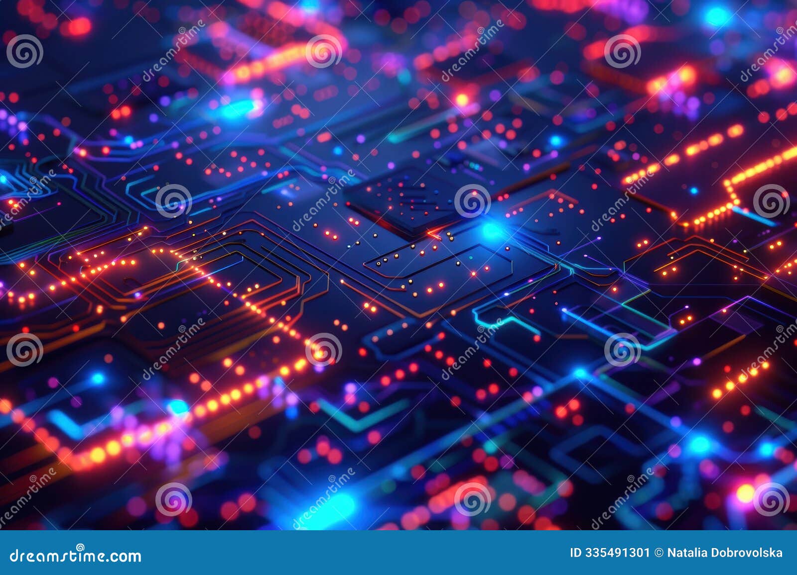 AI Algorithms Abstract Background with Neural Networks, Circuits, and Data Flow. Stock Image ...