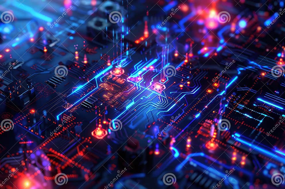 AI Algorithms Abstract Background with Neural Networks, Circuits, and Data Flow. Stock Photo ...