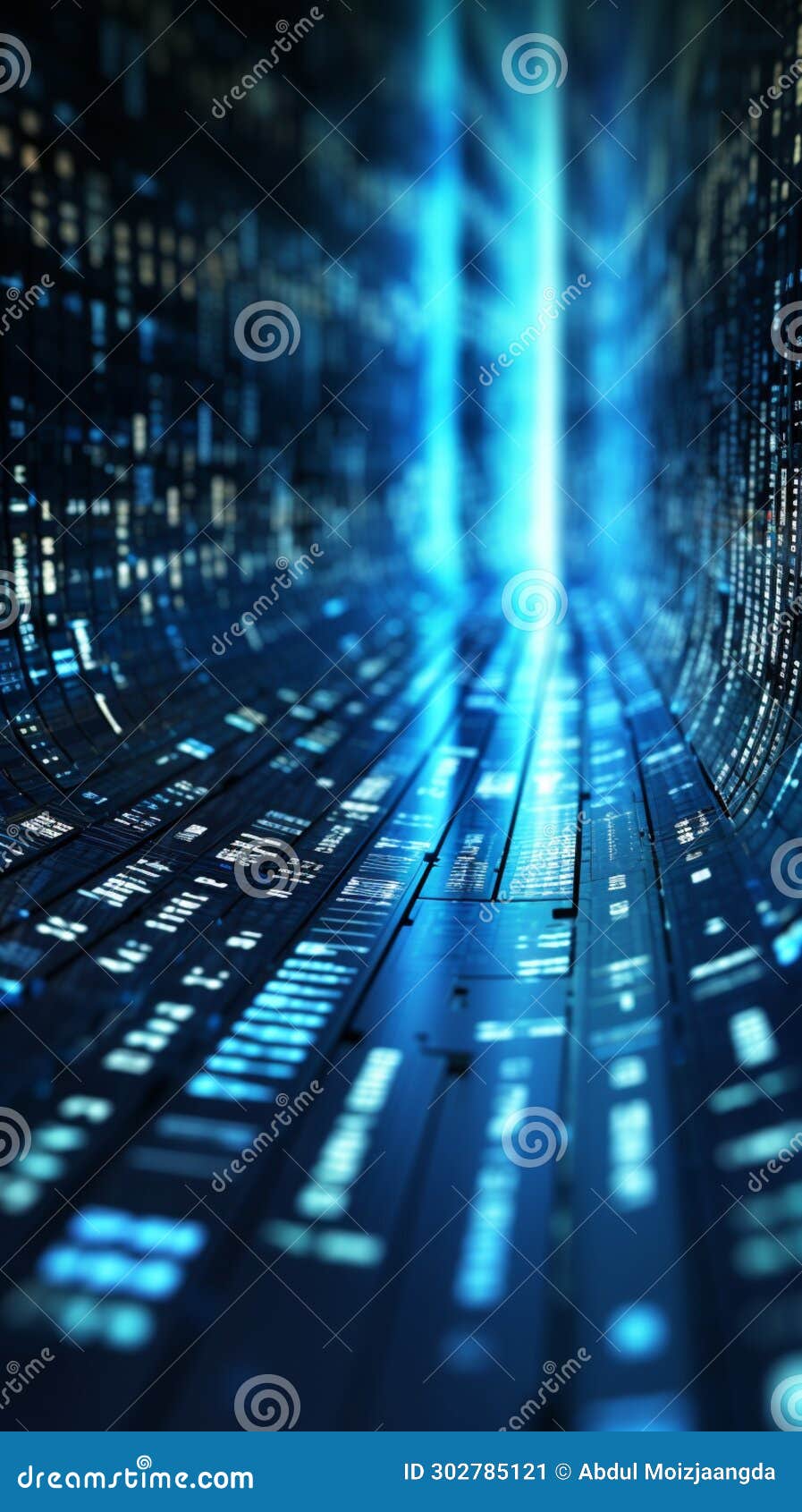 AI Algorithms and Binary Code in a 3D Rendered Dynamic Server Background Stock Illustration ...