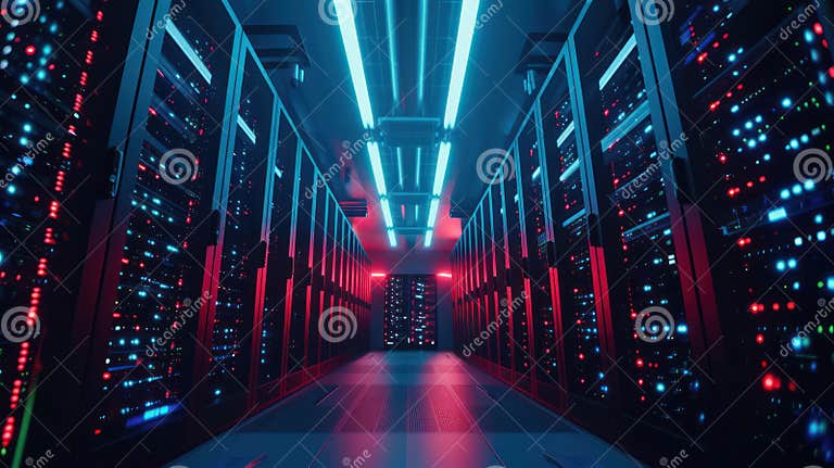 AI Algorithms Processing Massive Amounts of Big Data Stock Illustration - Illustration of ...