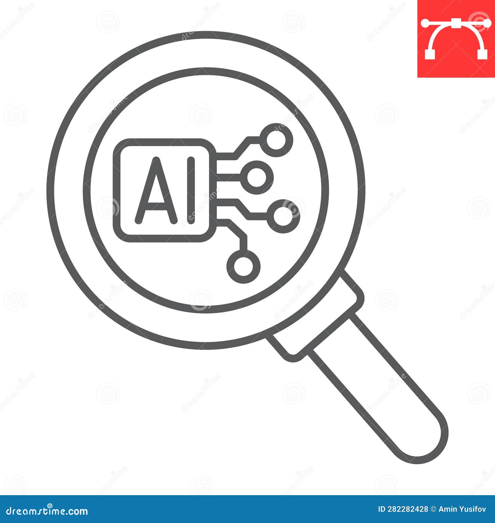 AI analysis line icon stock vector. Illustration of icon - 282282428