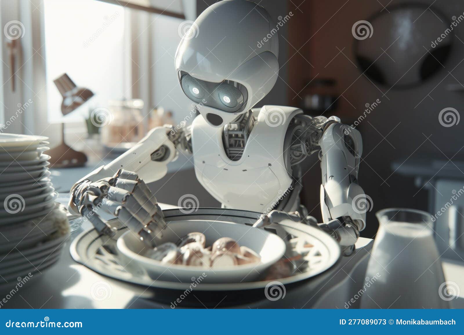 AI Android Robot Washing Cooking. Generative AI Stock Illustration ... AI Android Robot Washing Cooking. Generative AI Stock Illustration ...