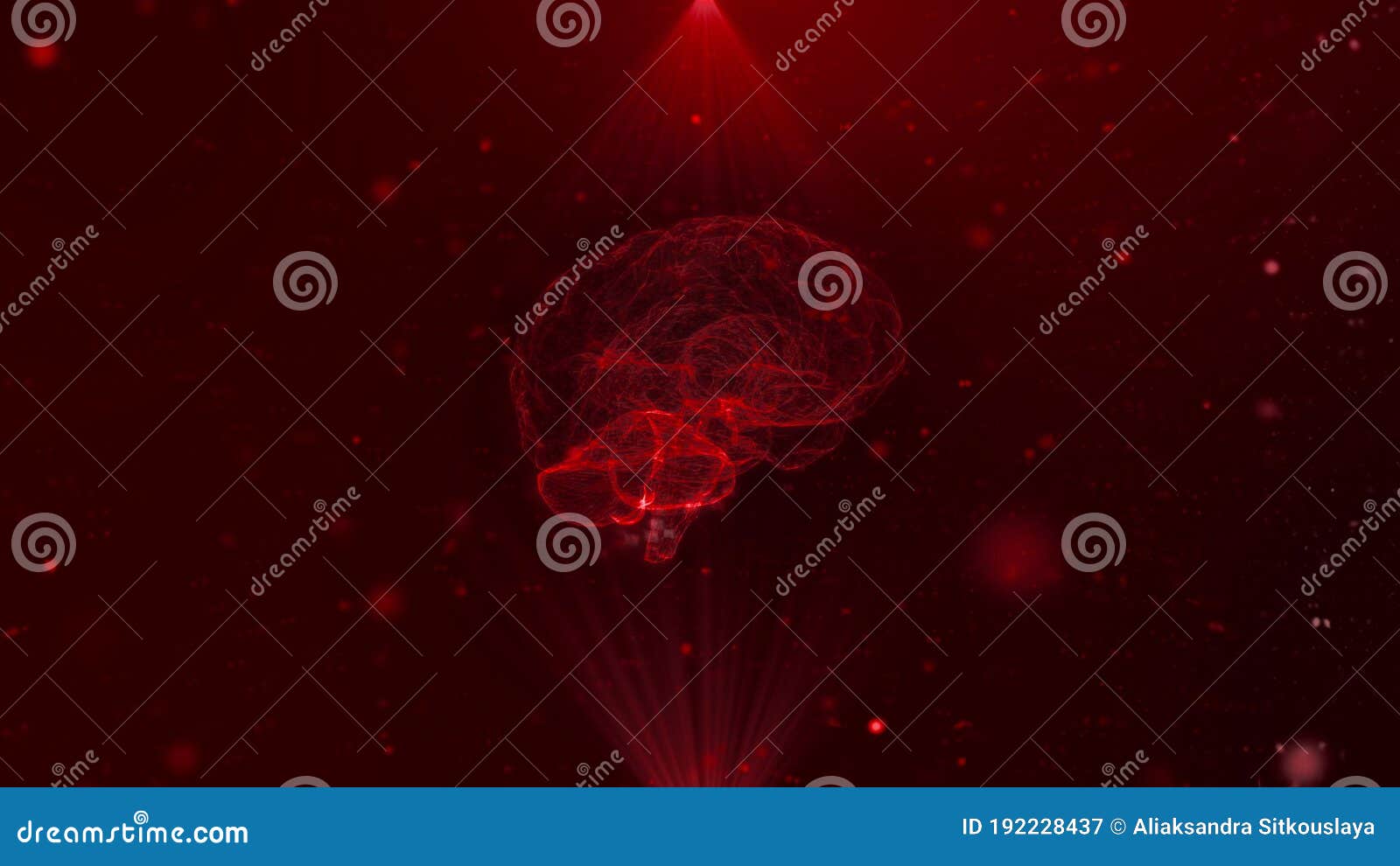 AI. Animated Three-dimensional Model of the Brain in the Rays of Red ...