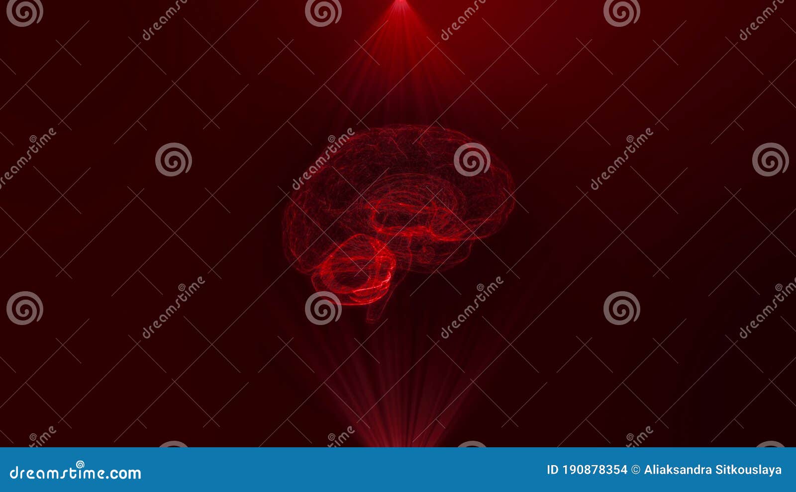 AI. Animated Three-dimensional Model of the Brain in the Rays of Red ...