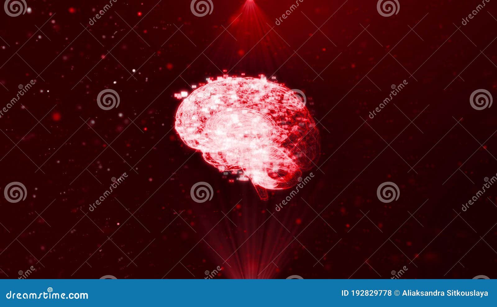 AI. Animated Three-dimensional Model of the Brain in the Rays of Red ...