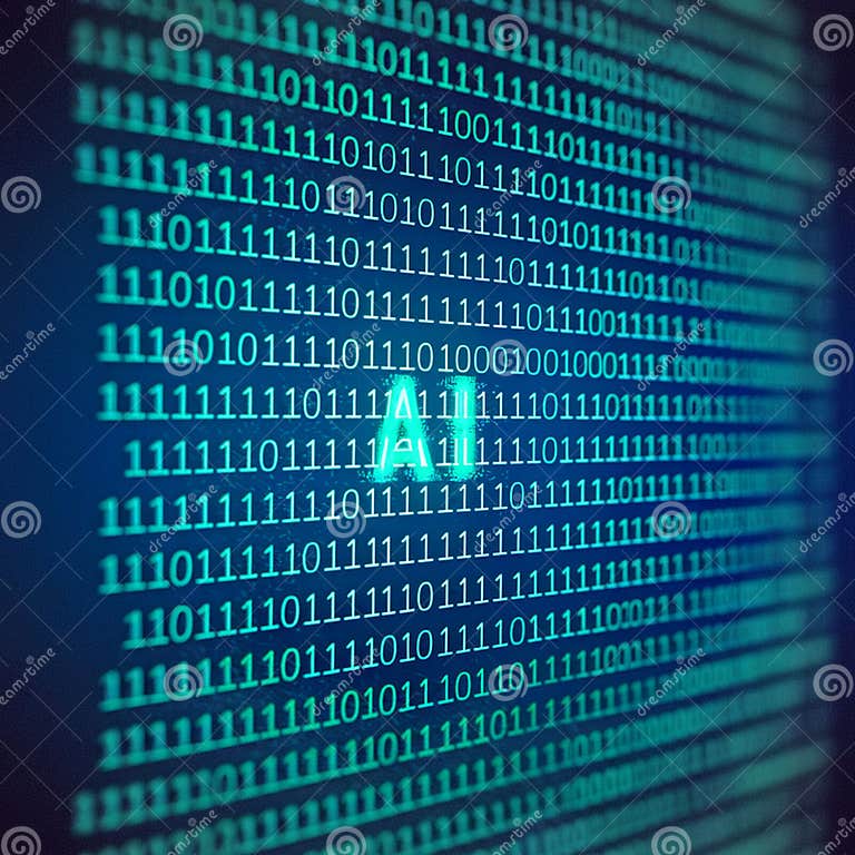 AI Appearing Over a Screen Full of Binary Code Stock Photo - Image of monitor, binary: 316606322