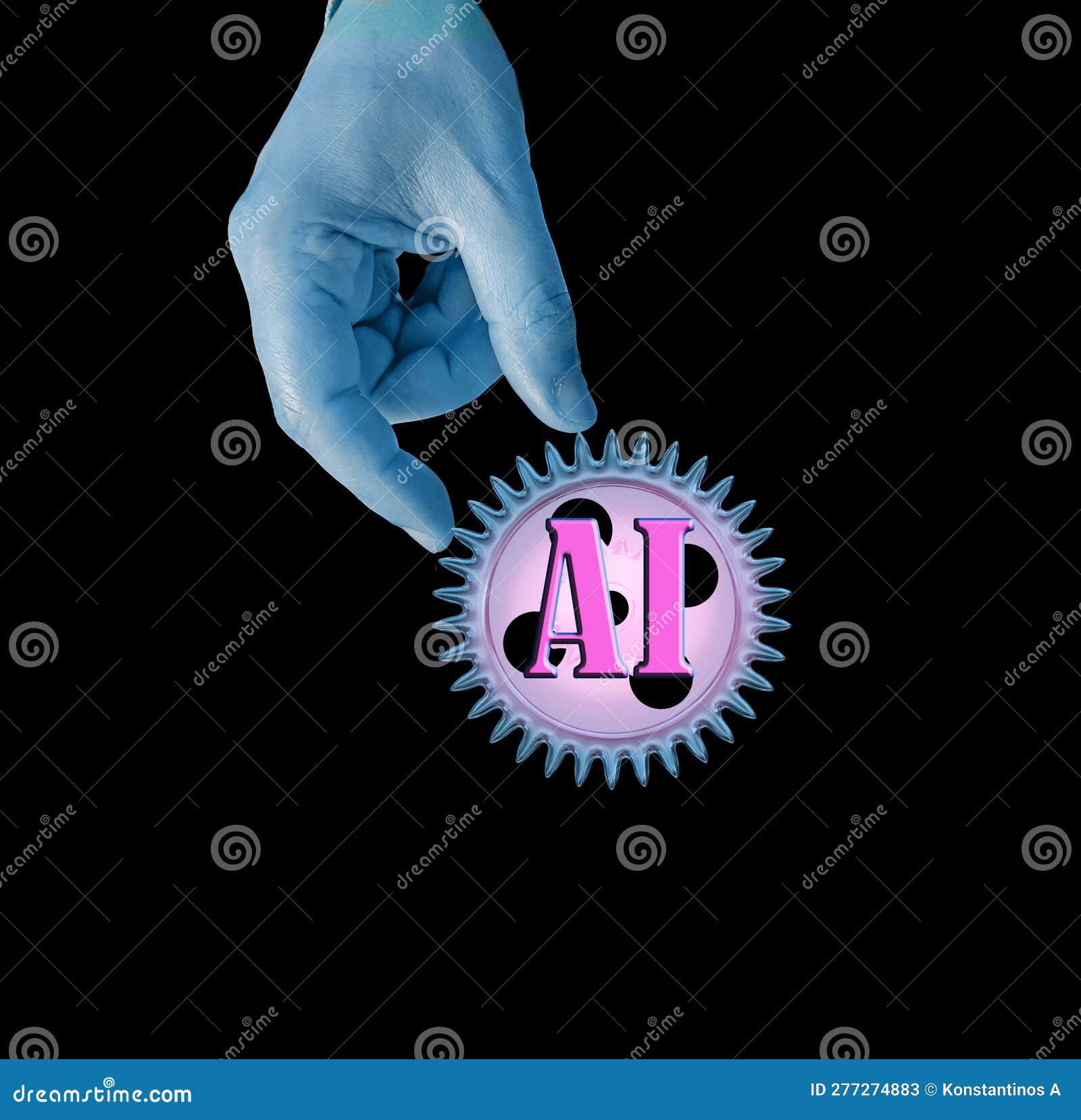 Ai Artificial Inteligence Hand Finger Gear Isolated for Background ...