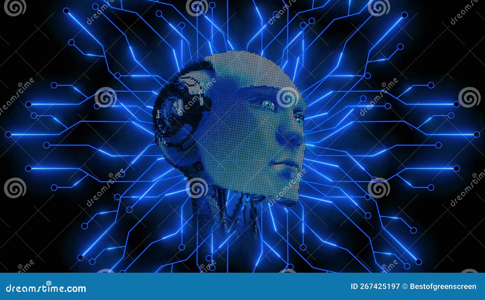 AI or Artificial Intelligence - Abstract 3D Robotic Head in Futuristic ...