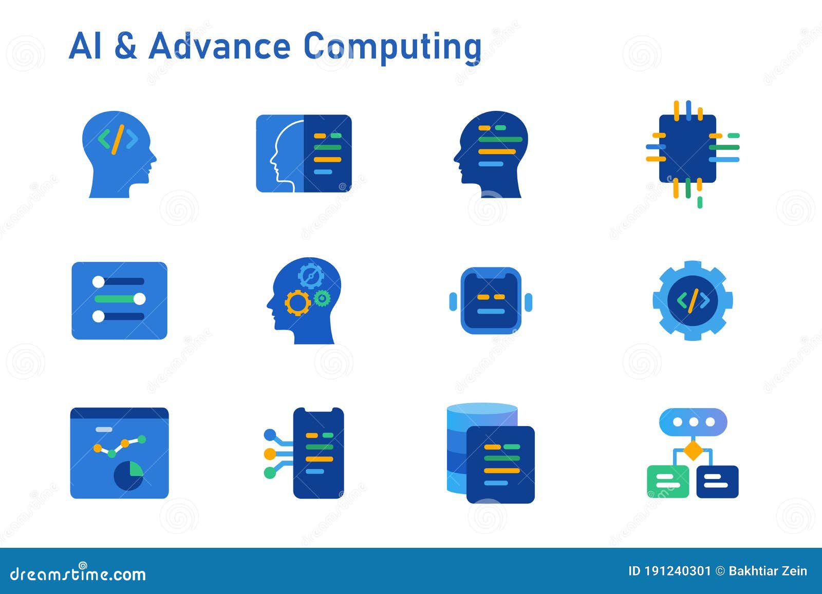 AI Artificial Intelligence Advance Computing Icon Set Collection Future ...